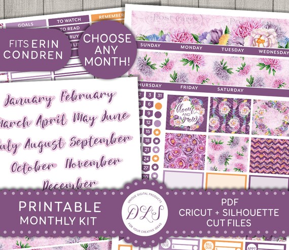 Printable Monthly Planner Stickers Monthly Stickers | Etsy