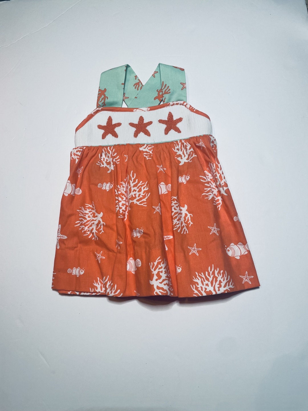 Shocking Beautiful Starfish Hand-smocked Sun Dress, Toddler Smocked ...