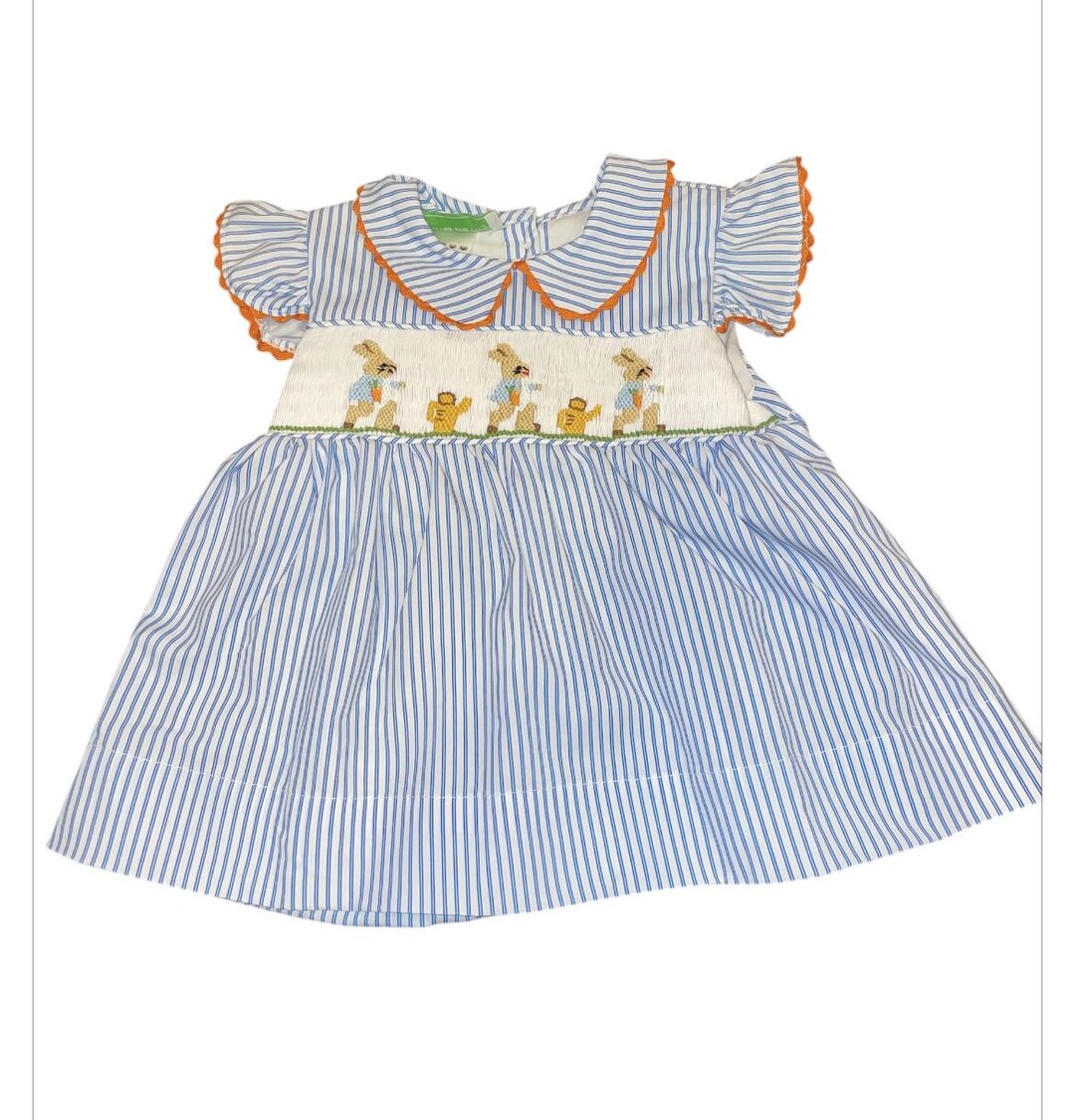 Beautiful Hand Smocked Blue Easter Dress Trimmed in Orange Rick Rac. - Etsy
