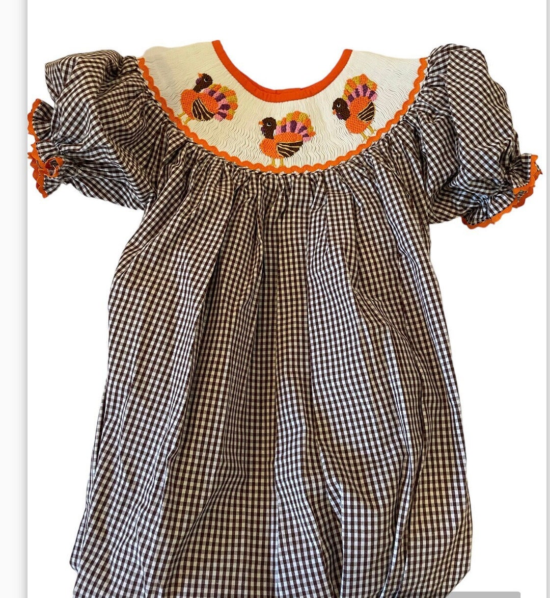 Hand Smocked Thanksgiving Turkey Dress for Little Girls - Etsy