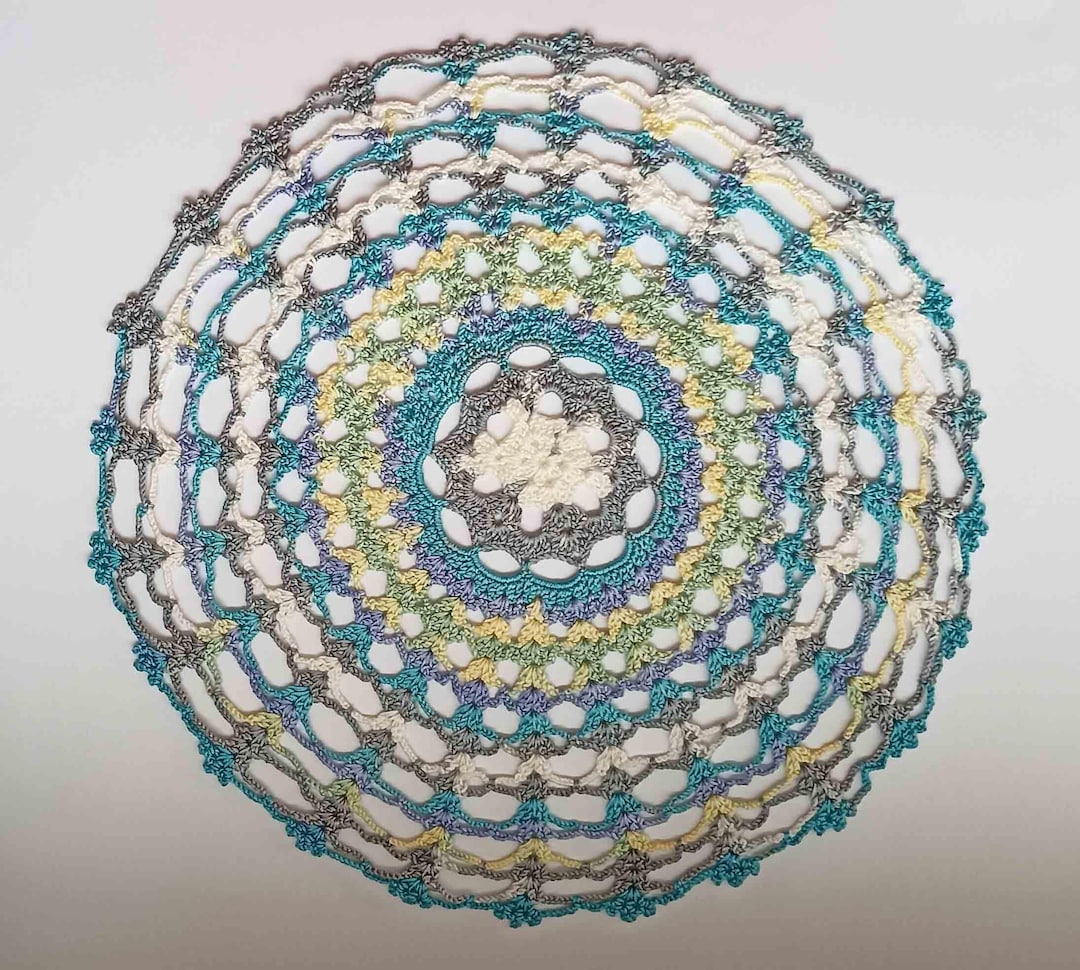 Crochet Doily, Colorful Doily, Crochet Multi Color Batik Tablecloth ...