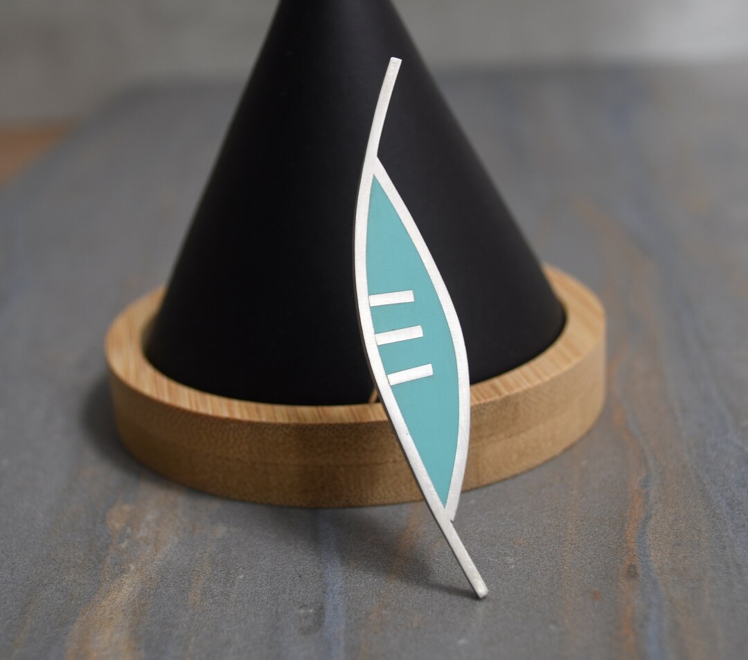 Modern Resin Brooch, Contemporary Design, Sterling Silver, Aqua Blue ...