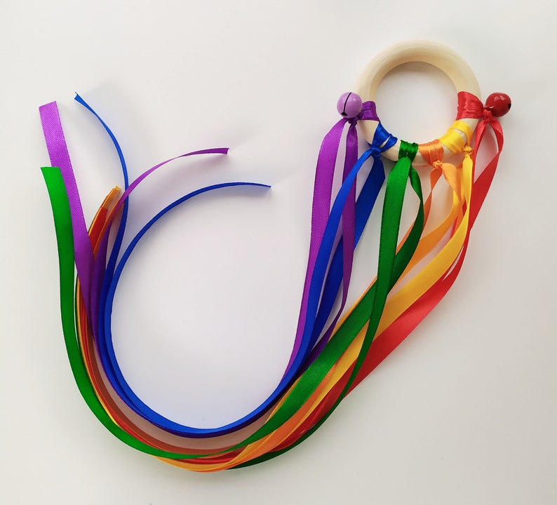 Waldorf Wind Ribbons Wooden Hoops with Colored Ribbons | Etsy