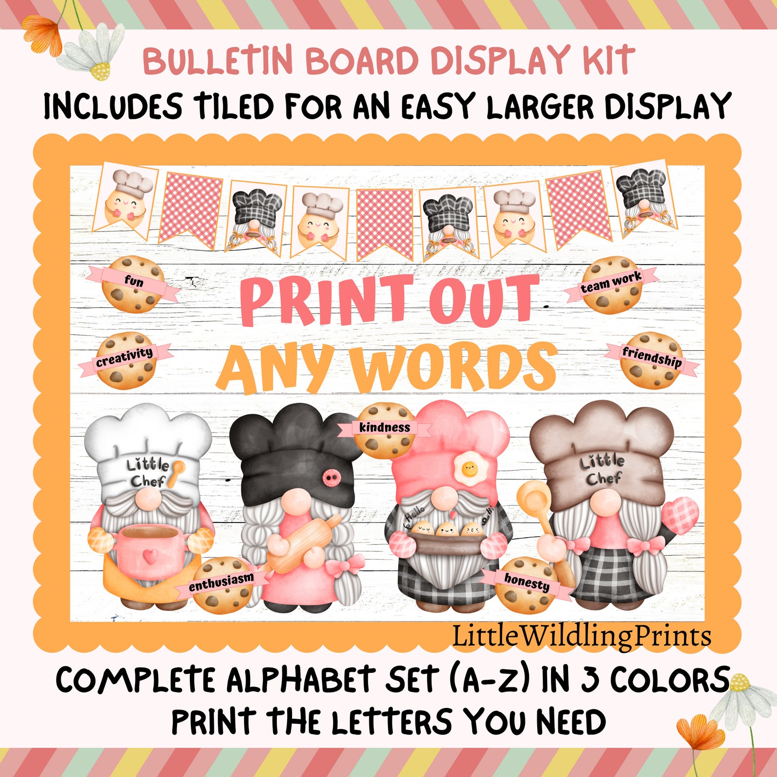 Baking Gnomes Bulletin Board Kit, Welcome Back to School Bulletin ...