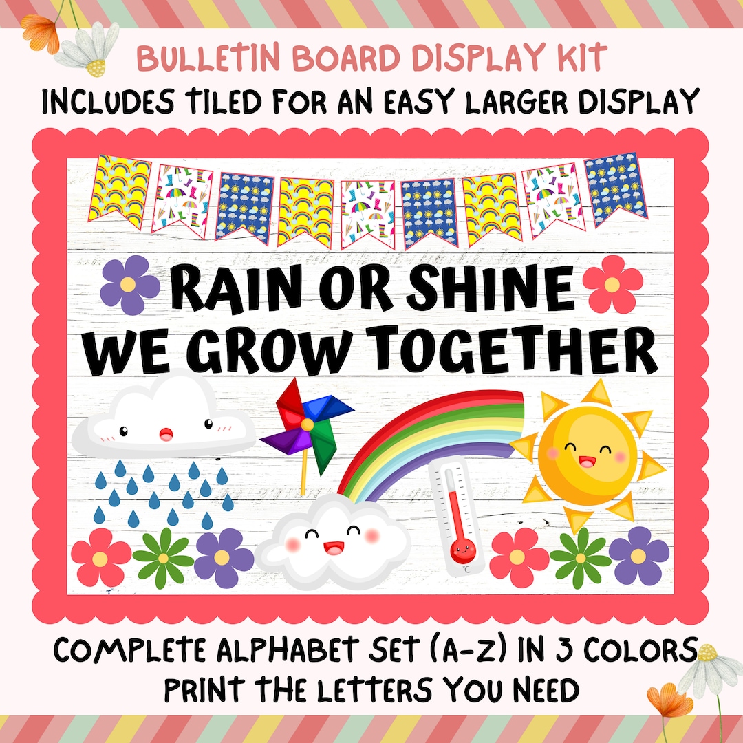 Weather Bulletin Board Kit, Rain Sun Sunshine Grow Together Rainbow ...