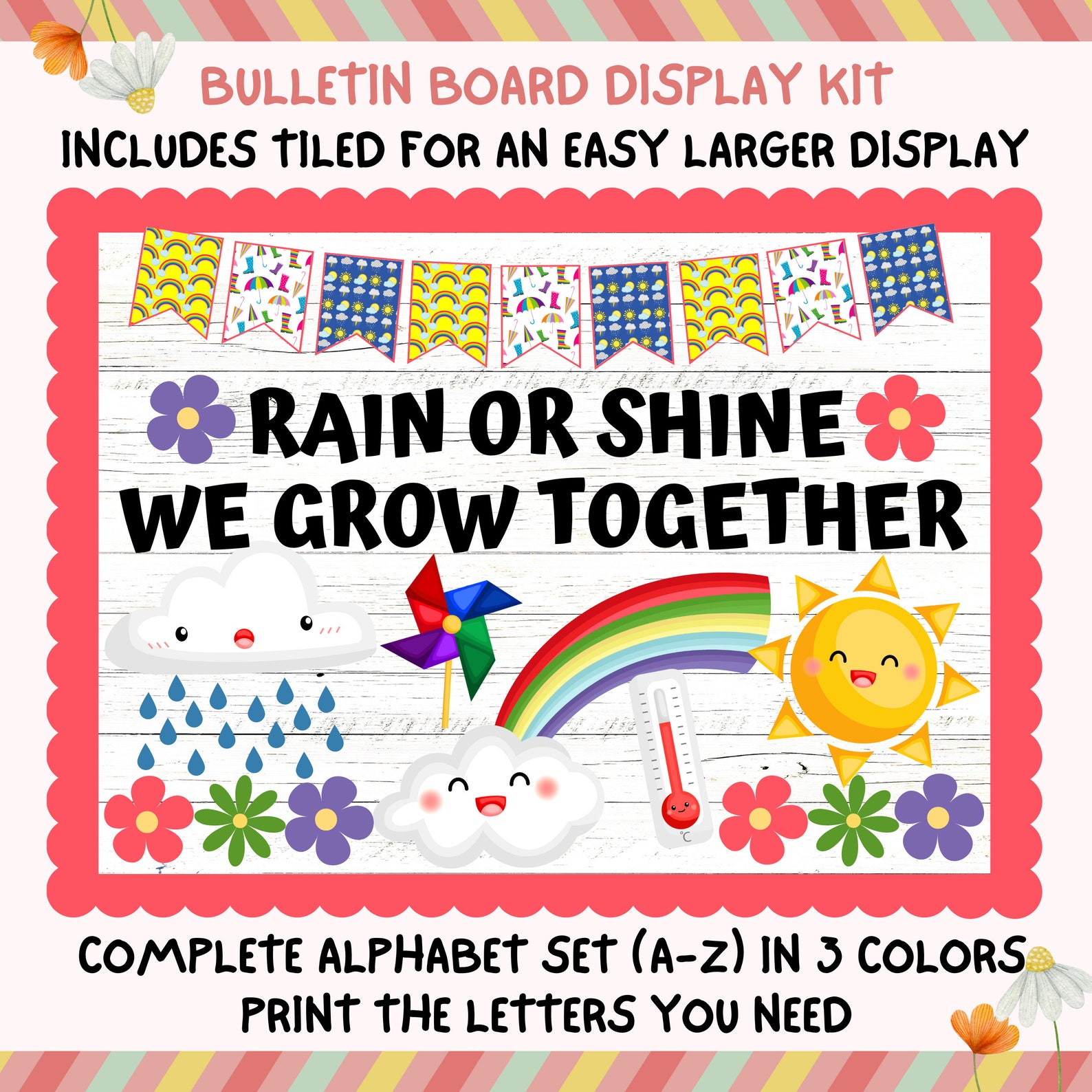 Weather Bulletin Board Kit Rain Sun Sunshine Grow Together - Etsy