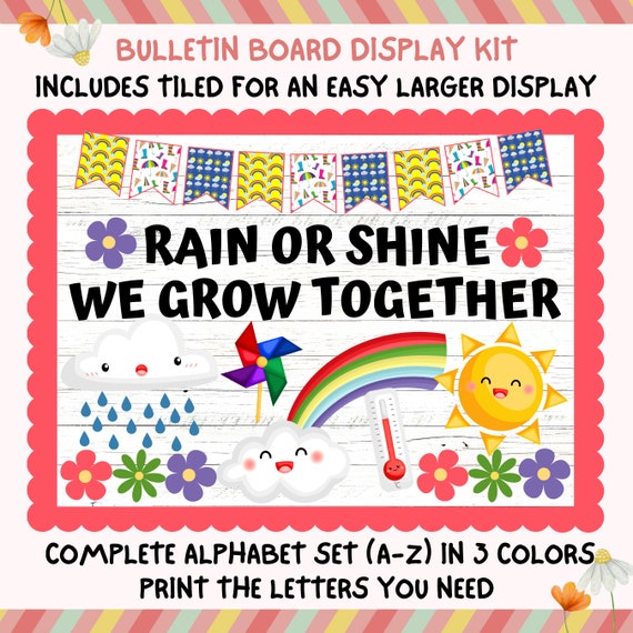 Weather Bulletin Board Kit Rain Sun Sunshine Grow Together - Etsy