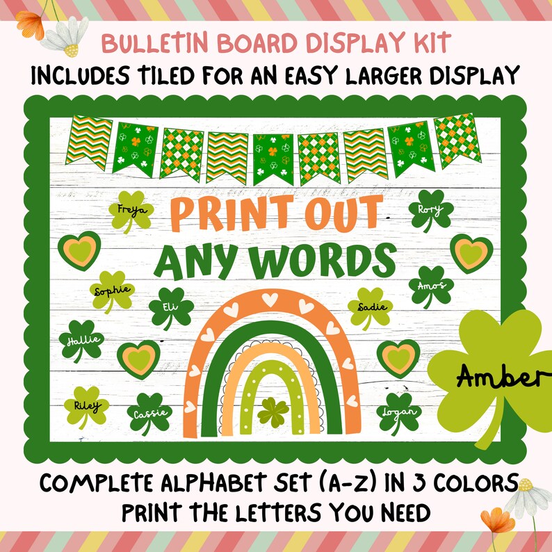 St Patricks Day Bulletin Board Kit Shamrock Bulletin St - Etsy