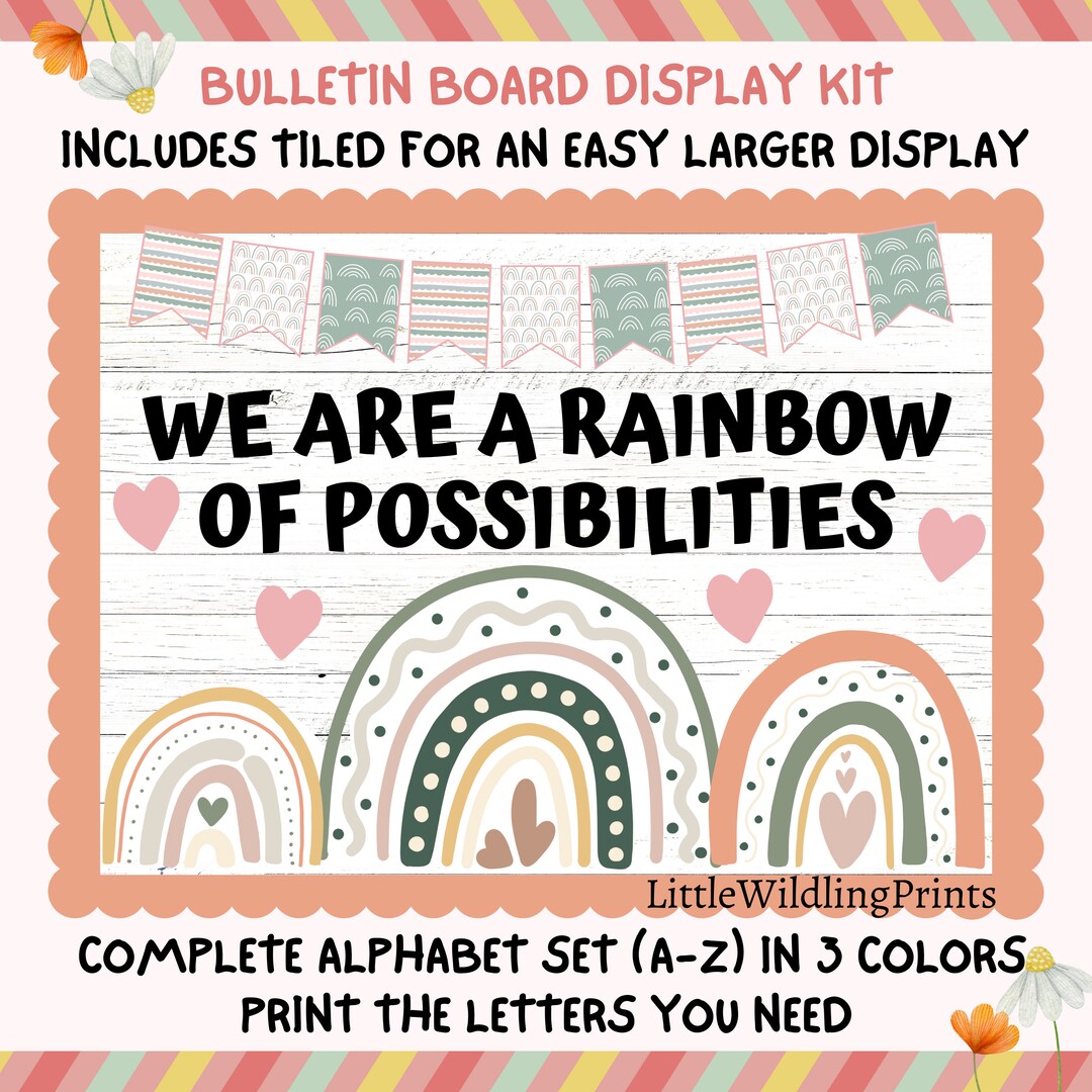 Boho Themed Bulletin Board Rainbow of Possibilities Motivational ...