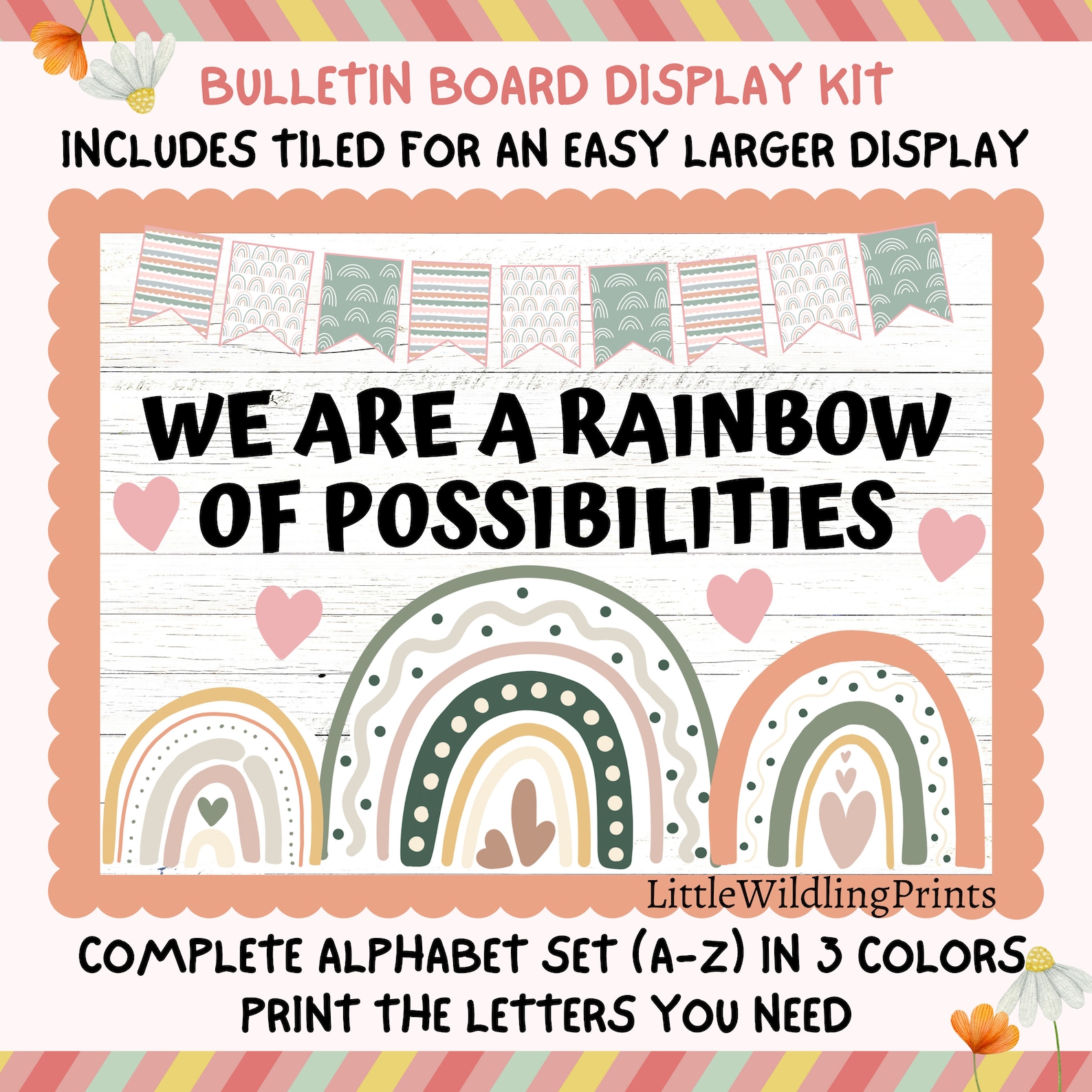 Boho Themed Bulletin Board Rainbow of Possibilities - Etsy