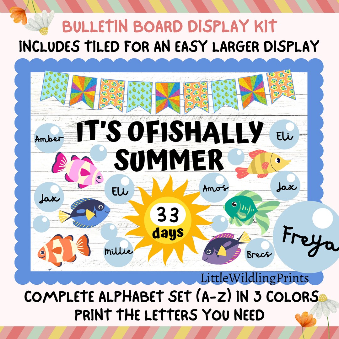 Summer Countdown Bulletin Board Kit, End of Year Bulletin Board, Fish ...