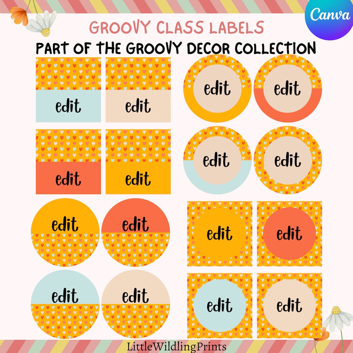 Groovy Classroom Labels EDITABLE Rainbow Boho Retro 70s - Etsy