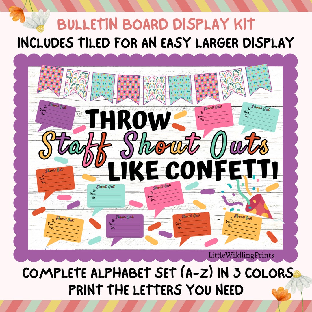 Shout Outs Bulletin Board Kit, Staff Appreciation Shout Out Card ...