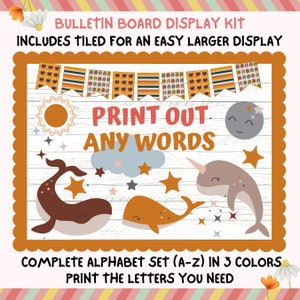 Boho Diving Into Class Whales Bulletin Board Kit, Back to School ...