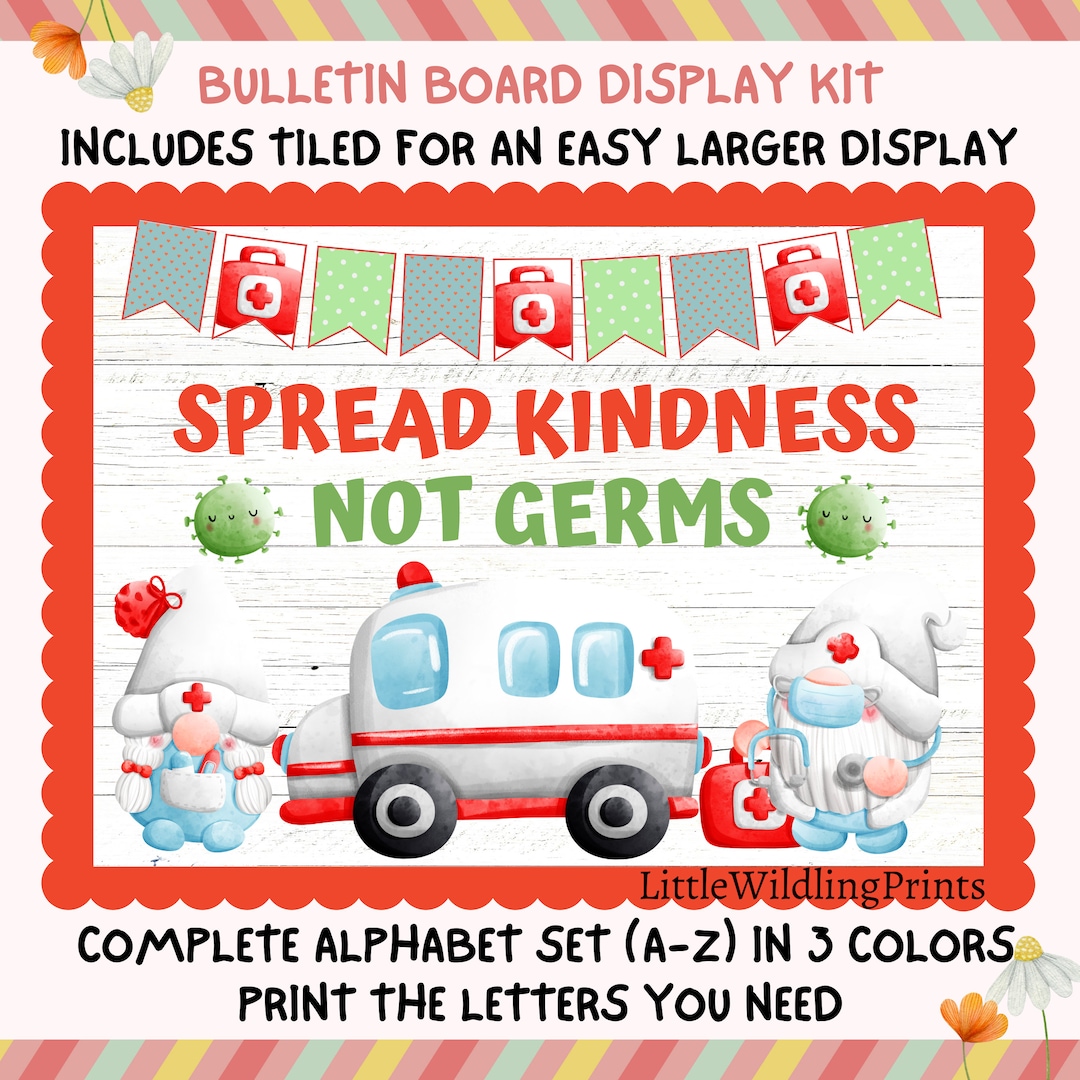 Spread Kindness Not Germs Gnomes Bulletin Board School Health Display ...