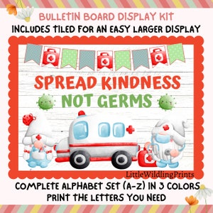 Spread Kindness Not Germs Gnomes Bulletin Board School Health Display ...