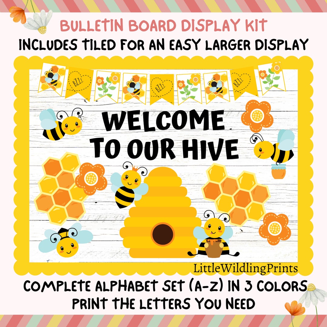 Spring Bees Welcome to Our Hive Bulletin Board Display Custom Any Words ...