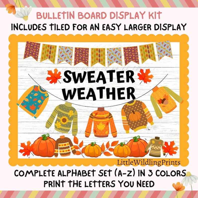 Fall, Sweater, Weather, Cosy, Autumn, Thanksgiving, Bulletin Board Kit ...