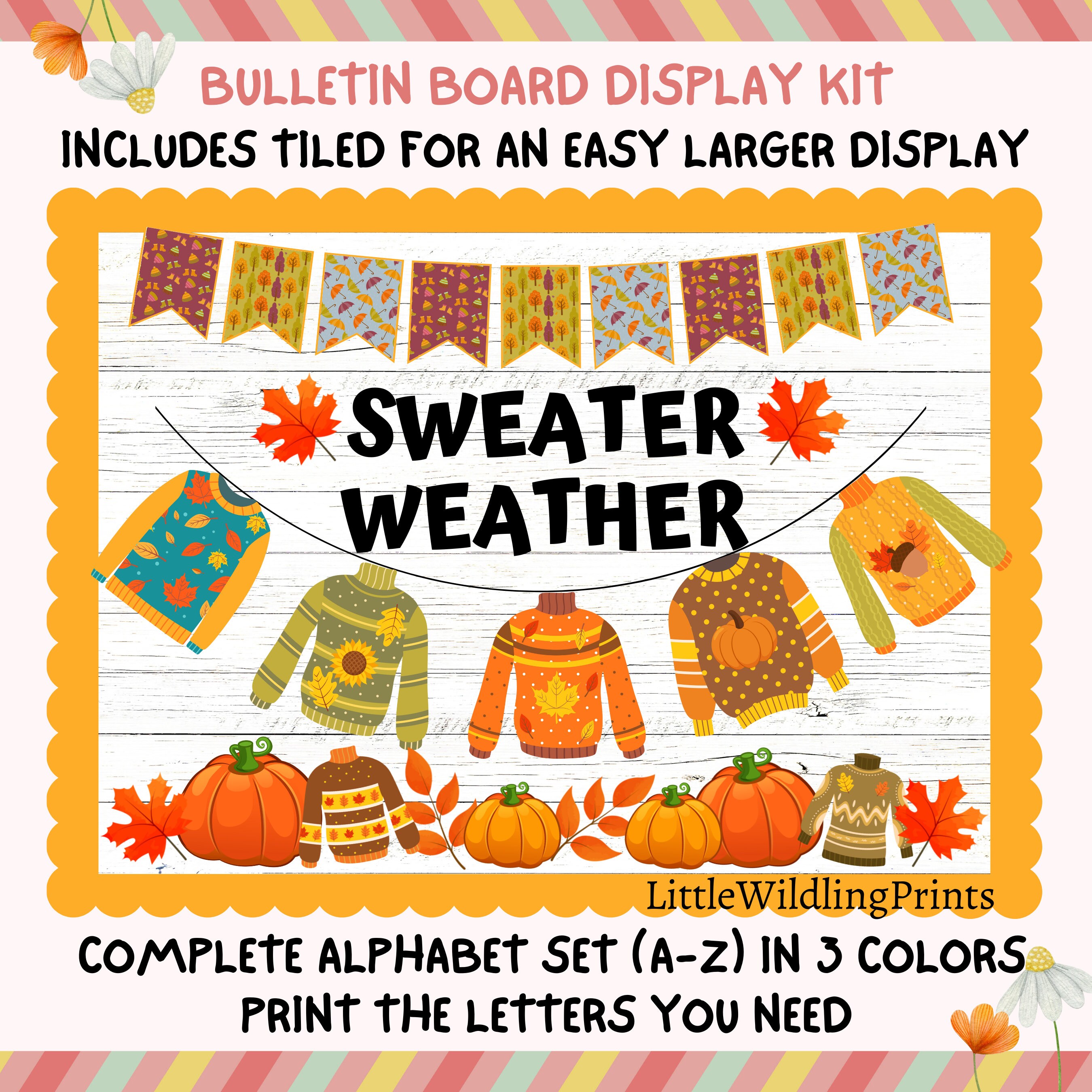 Fall, Sweater, Weather, Cosy, Autumn, Thanksgiving, Bulletin Board Kit ...