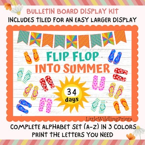 Summer Countdown Bulletin Board Kit, Flip Flop Bulletin Board, End of ...