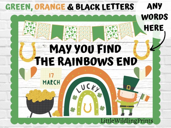 St Patricks Day Rainbow Bulletin Board Display Kit Custom Any | Etsy