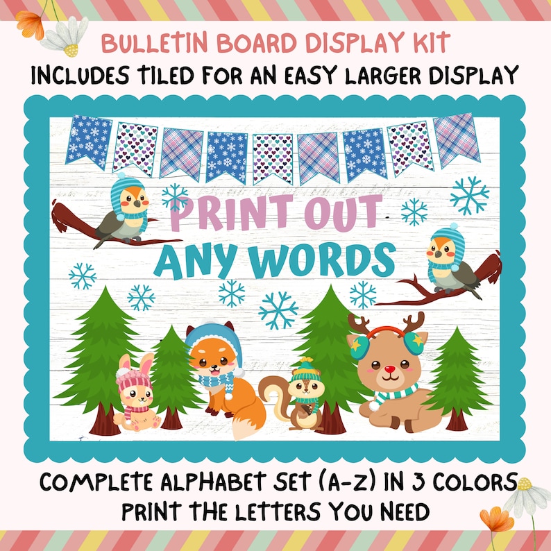 Winter Woodland Animals Winter Bulletin Board Kit January - Etsy
