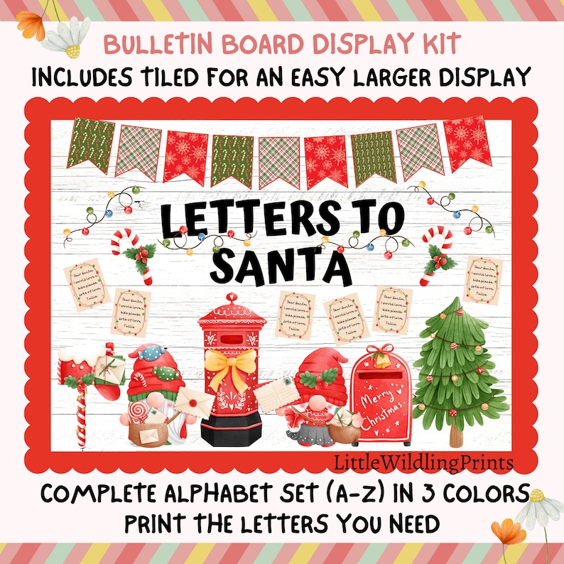 Letters to Santa Bulletin Board Kit Christmas Mail Post - Etsy