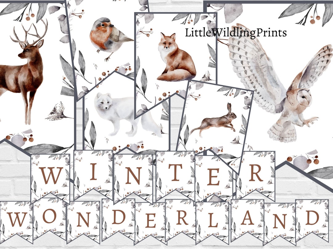 Winter Wonderland Woodland Banner, Winter Bunting, Printable Flags - Etsy