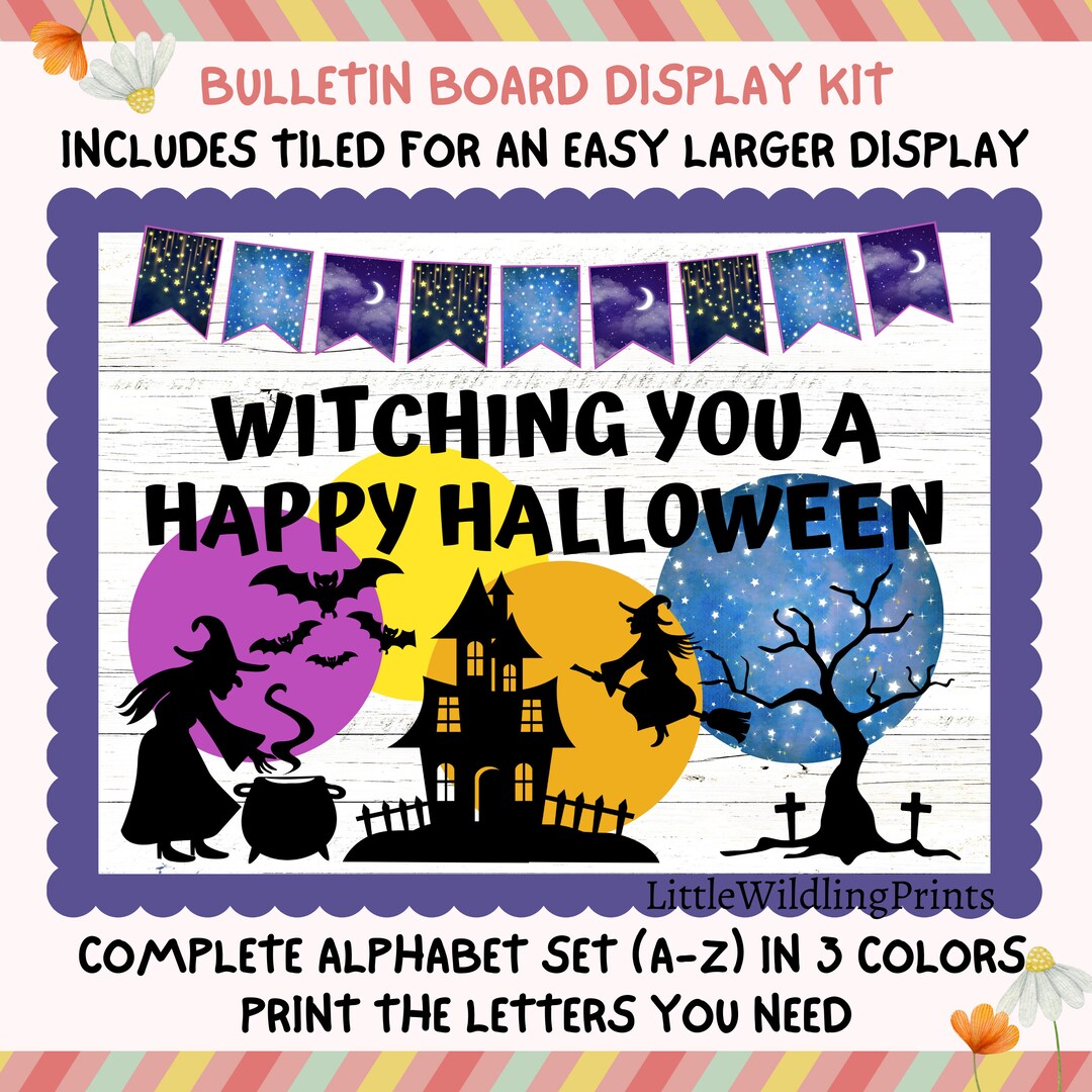 Halloween, Witch, Black, Silhouette, Haunted House, Stars, Bulletin ...