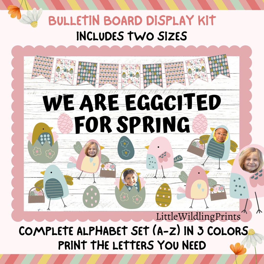 Spring Bulletin Board Display Kit, Easter, Class Eggs Chicks, April May ...