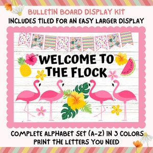 Flamingo Bulletin Board Kit Back to School Flock Tropical - Etsy
