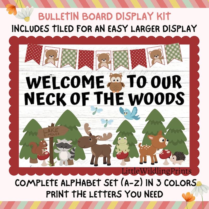 Woodland Animals Library Bulletin Board Kit, Adventure Campers Ranger ...