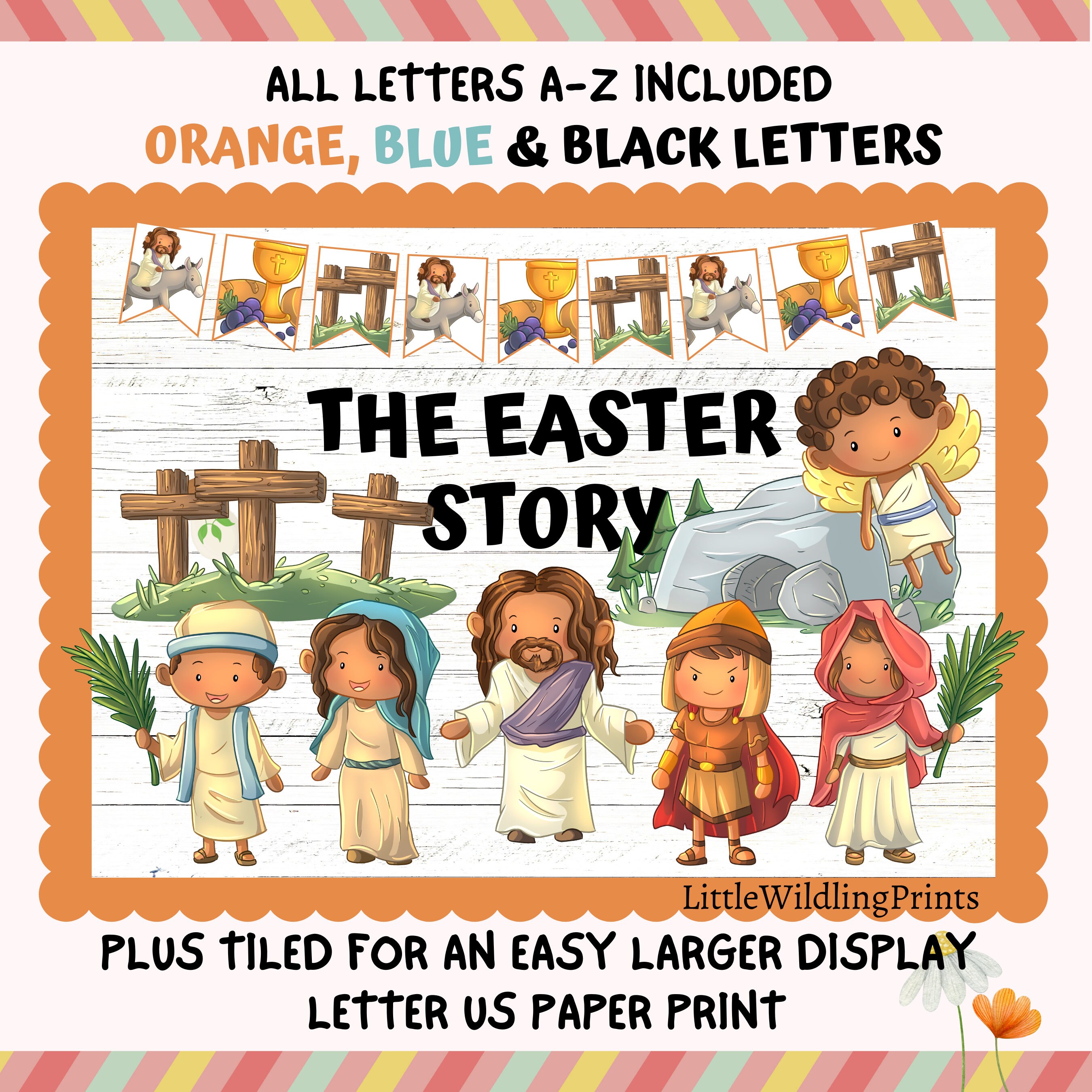 Easter Story Risen Resurrection Bulletin Board Jesus Holy Week Display ...