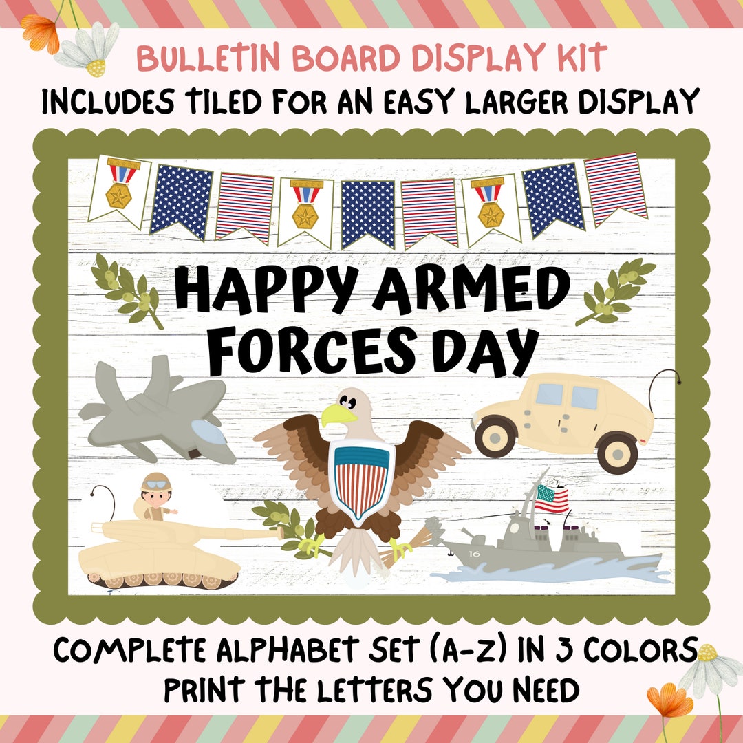 Armed Forces Day Bulletin Board America Patriots Custom Words Printable ...