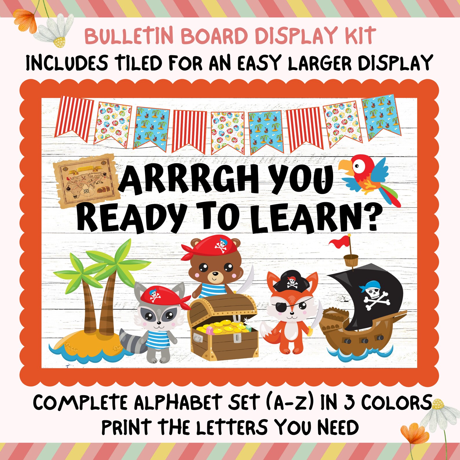 Pirate Bulletin Board Kit, Back to School Sea Boat Treasure Shipwreck ...