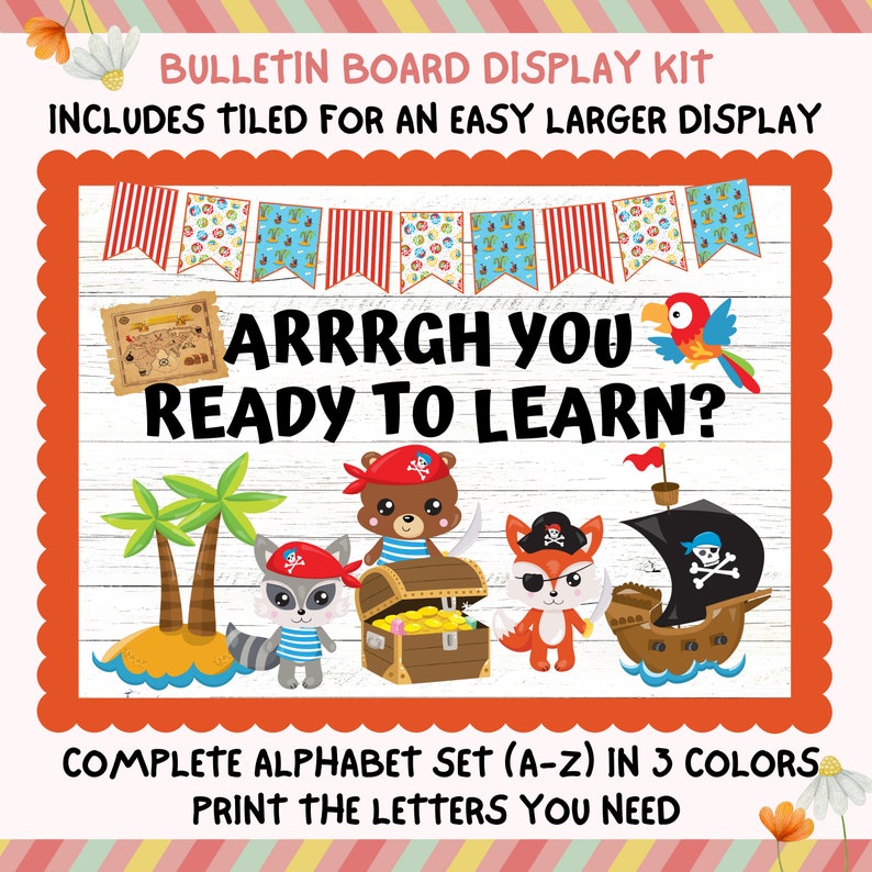 Pirate Bulletin Board Kit, Back to School Sea Boat Treasure Shipwreck ...