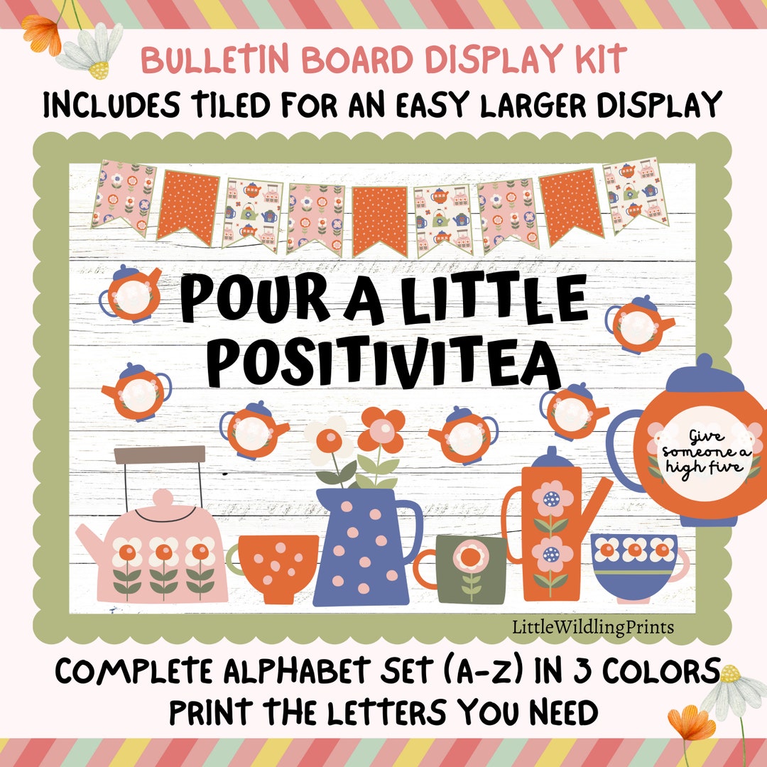 Kindness Matters Bulletin Board Kit, Positive Tea Growth Mindset ...