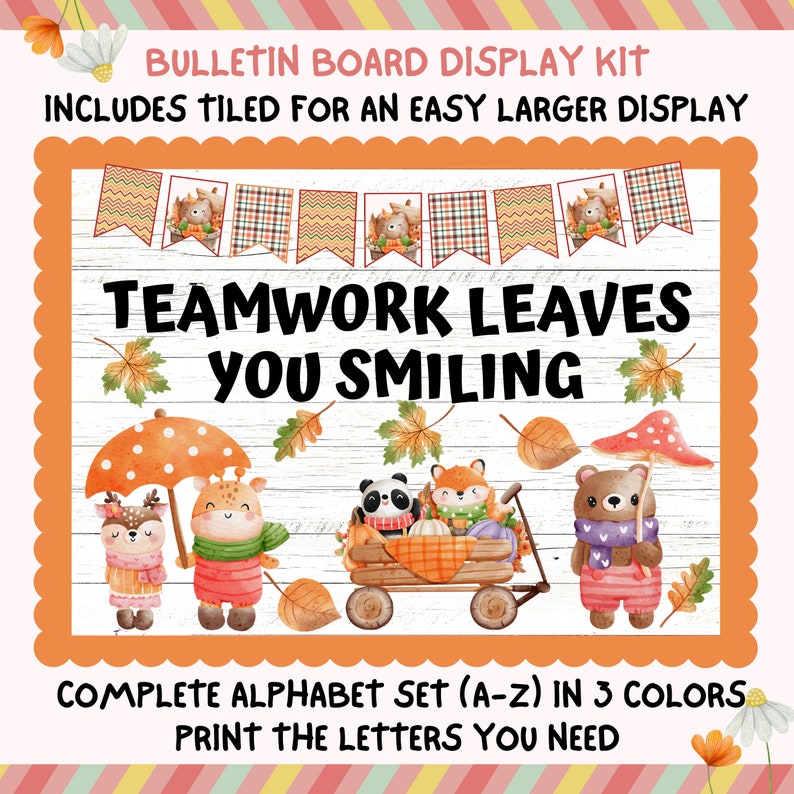 Fall, Thanksgiving Animals, Harvest, Teamwork, Bulletin Board Kit - Etsy