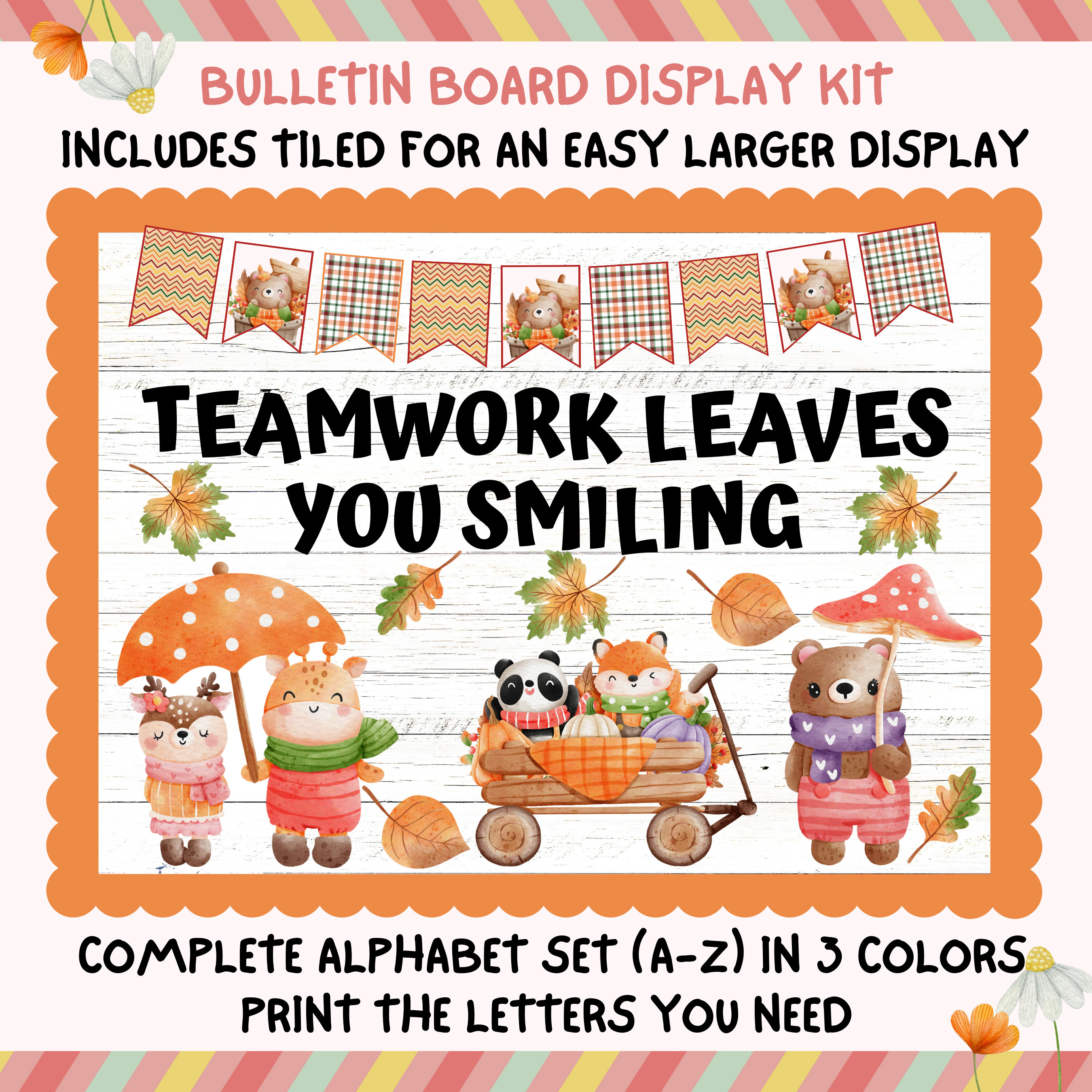 Fall, Thanksgiving Animals, Harvest, Teamwork, Bulletin Board Kit - Etsy