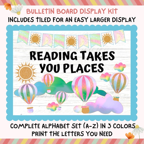 Reading Takes You Places Glitter Bulletin Board Kit Books - Etsy