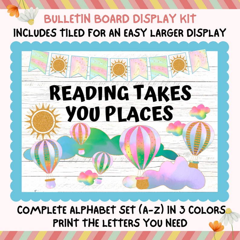 Reading Takes You Places Glitter Bulletin Board Kit Books - Etsy