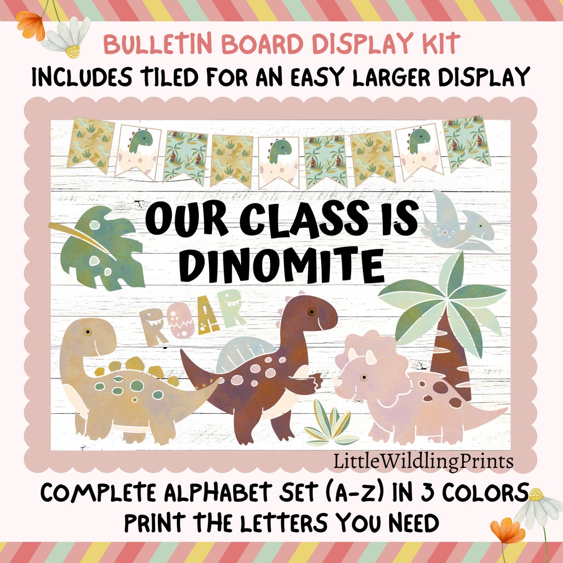 Dinosaur Bulletin Board Kit Dinomite Jurassic Prehistoric - Etsy
