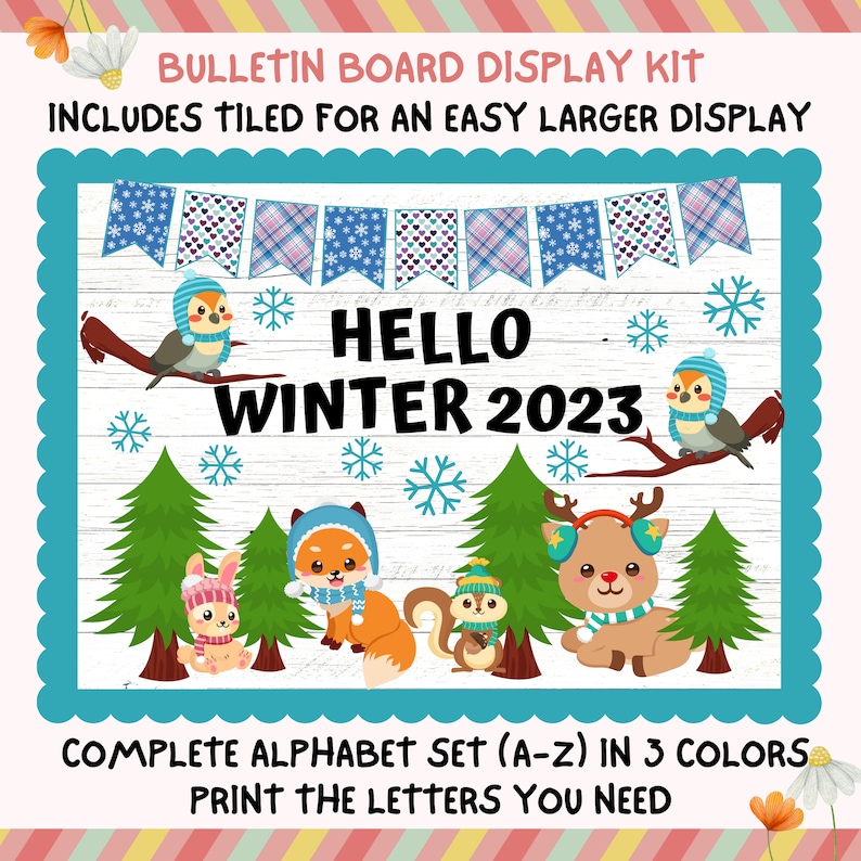 Winter Woodland Animals Winter Bulletin Board Kit January - Etsy