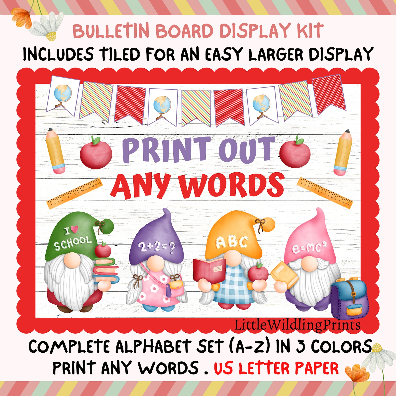 Back to School Gnomes Bulletin Board Welcome Back Gnomies Display Kit ...