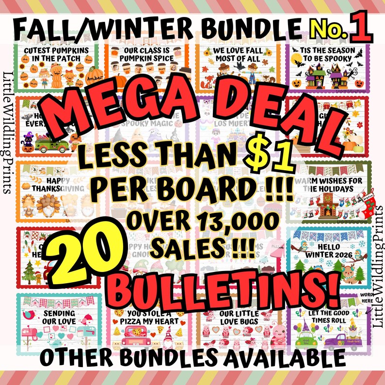 Fall Winter Classroom Bulletin Board Bundle (digital Download) - Etsy