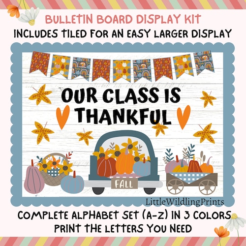 Happy Turkey Day Fall Thanksgiving Bulletin Board Kit - Etsy
