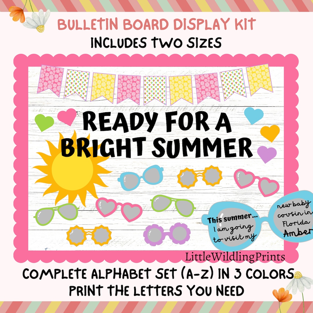 Summer Bulletin Board Kit, Sunglasses Bulletin, End of Year Bulletin ...