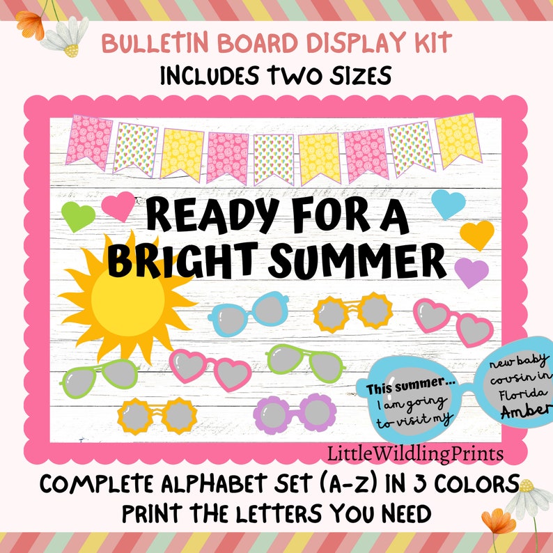 Summer Bulletin Board Kit, Sunglasses Bulletin, End of Year Bulletin ...