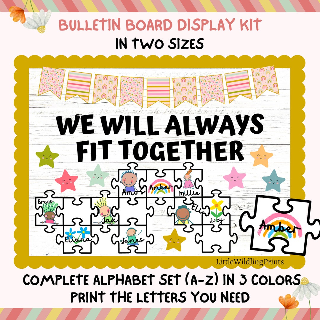 Fit Together Jigsaw Puzzle Pieces Bulletin Board Kit, Back to School ...