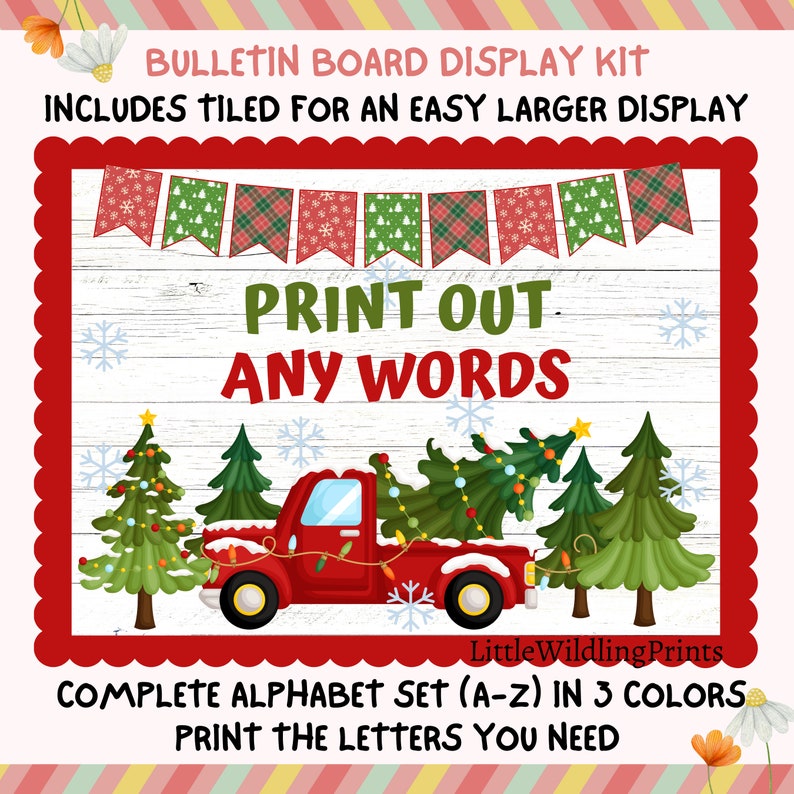 Christmas, Tree, Truck, Christmas Bulletin Board Kit - Etsy